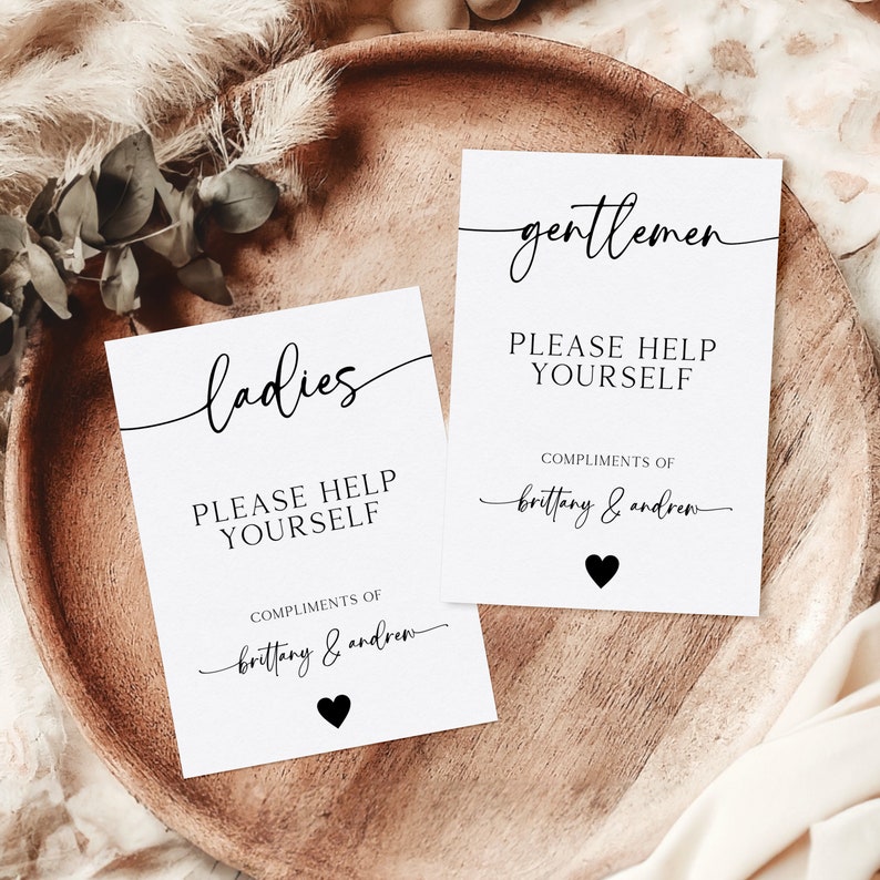Wedding Bathroom Sign Template, Bathroom Basket Sign, Editable ...