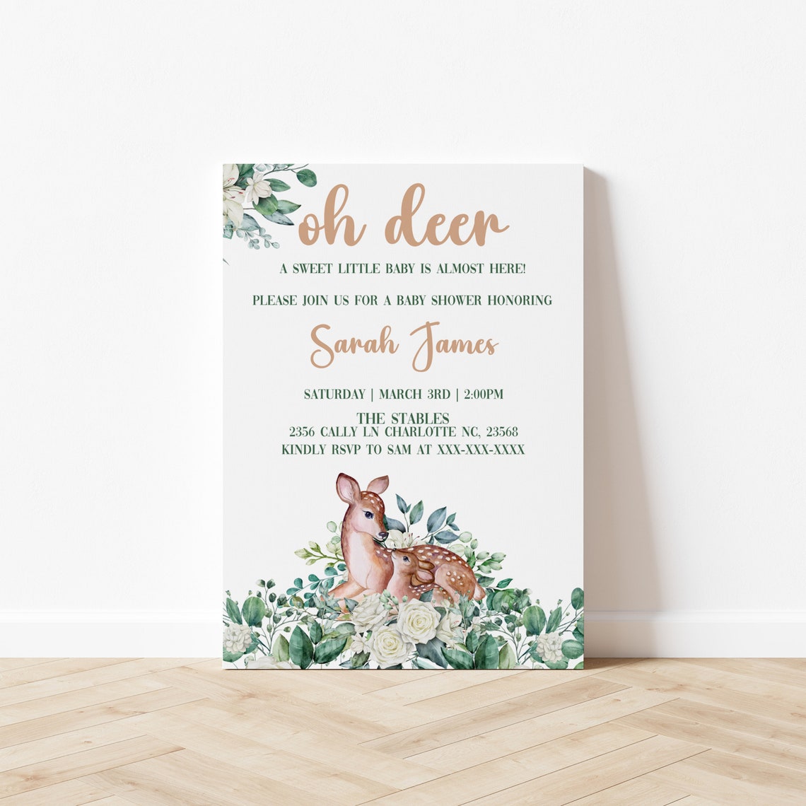 Editable Deer Baby Shower Invitation Template Oh Deer Baby - Etsy