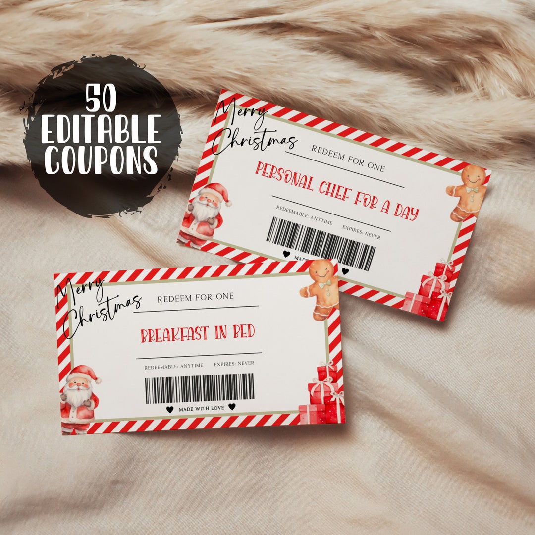 Printable Christmas Coupon Book, Editable Christmas Coupons, Christmas ...