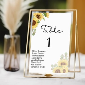 Sunflower Seating Chart Cards, Seating Chart Wedding, Fall Seating Plan ...