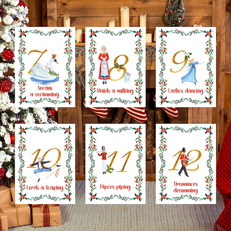 12 Days of Christmas Cards, Twelve Days of Christmas Tags, 12 Days of ...