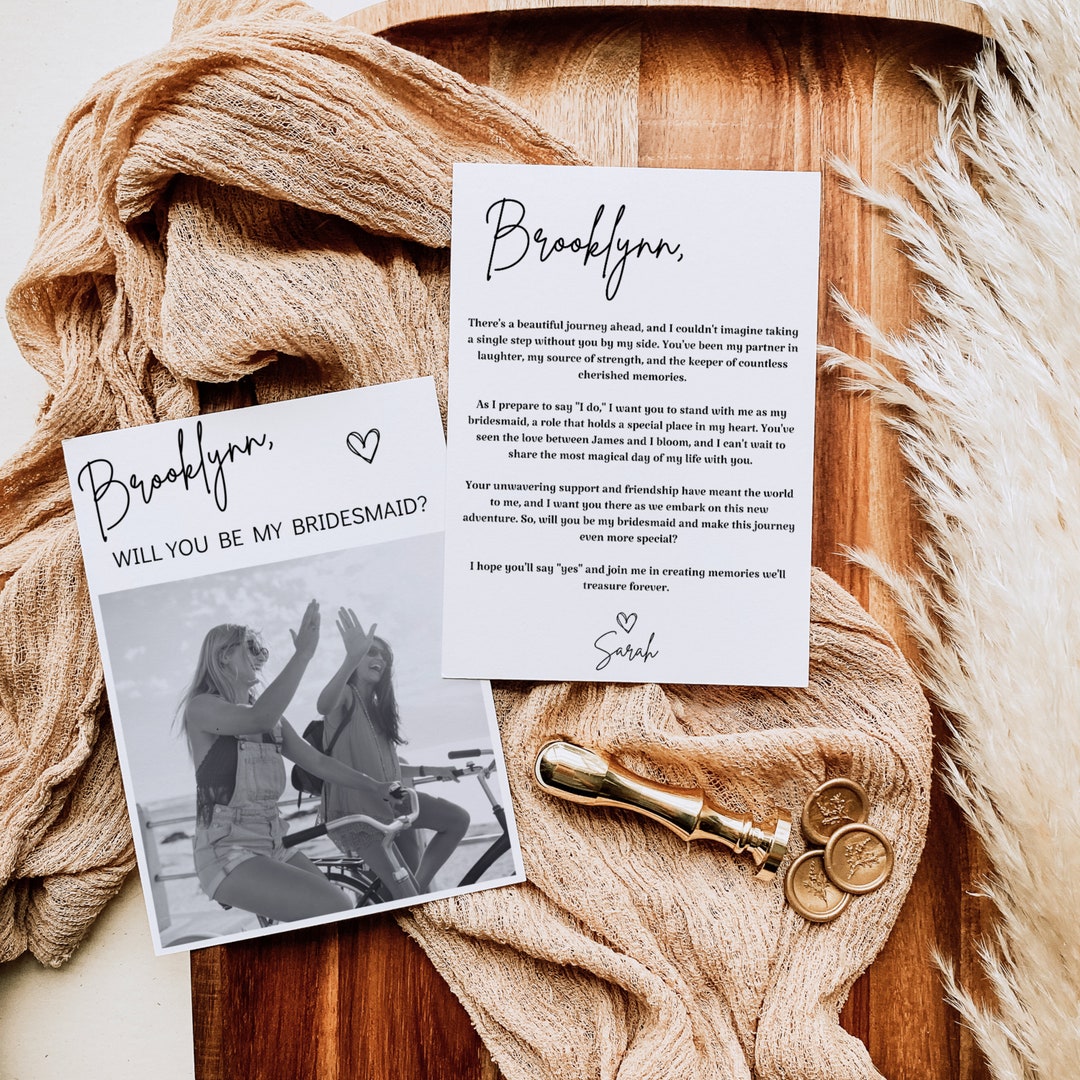 Photo Bridesmaid Proposal Card, Printable Bridesmaid Proposal Card With ...