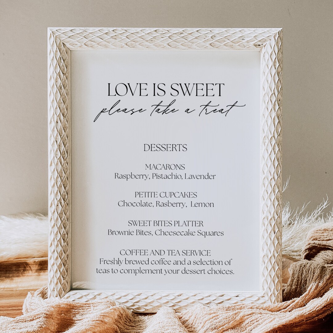 Minimalist Dessert Table Sign Template Elegant Love at First - Etsy