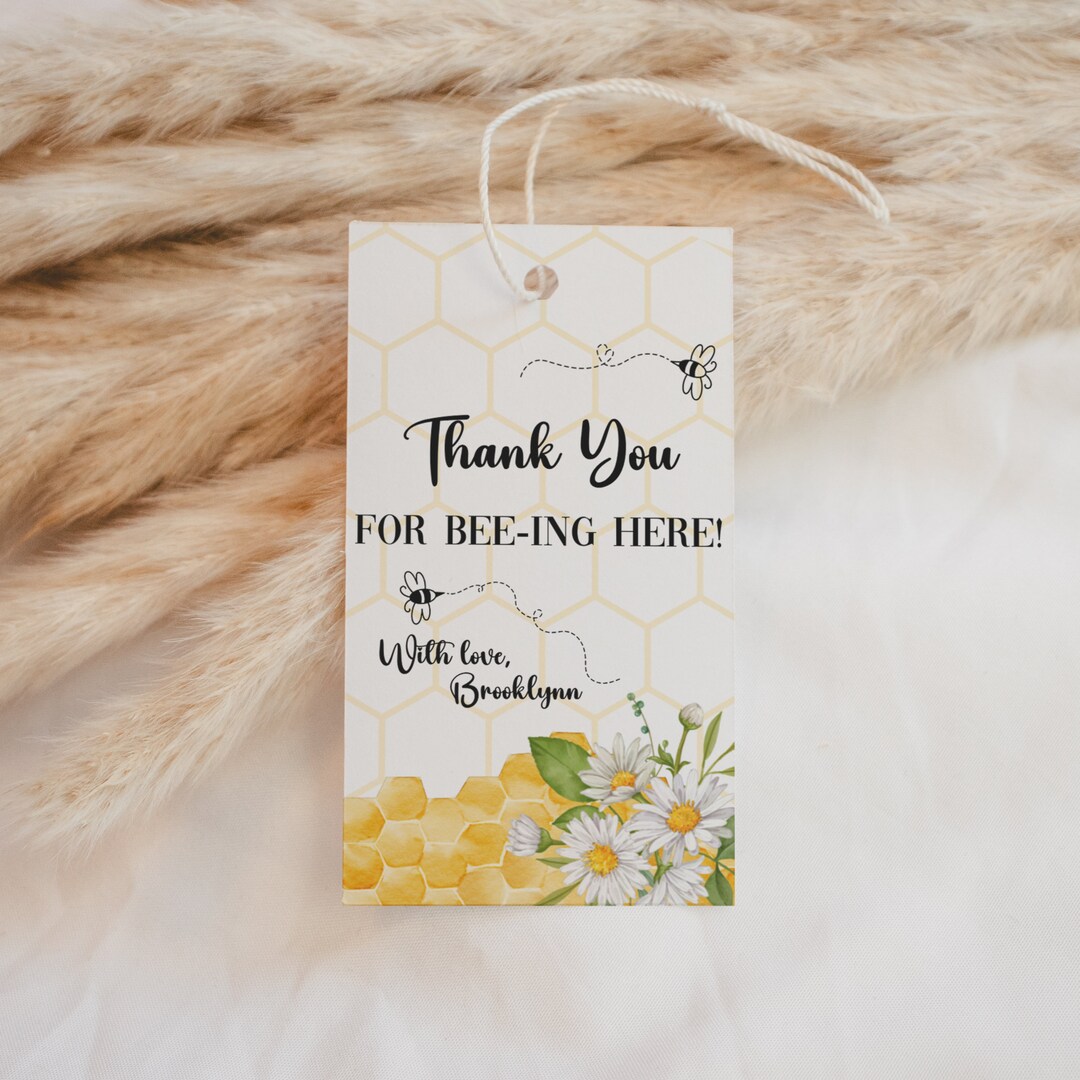 Bee Favor Tags, Bee Birthday Thank You Tags, 1st Bee Day Favor Tag, Bee ...