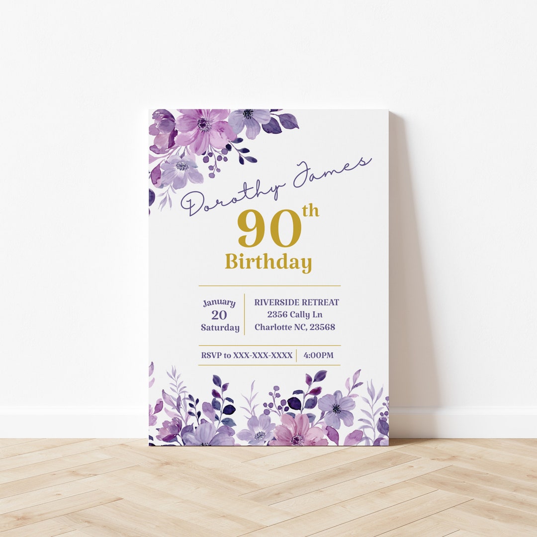 90th Birthday Invitation 90th Birthday Invite Invitation - Etsy