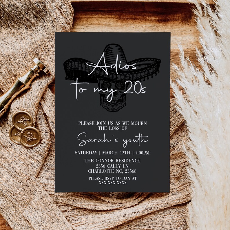 Adios to My 20s Birthday Invitation, Death to My 20s Invite, Gothic ...