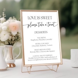 Minimalist Dessert Table Sign Template, Elegant Love at First Bite Sign ...