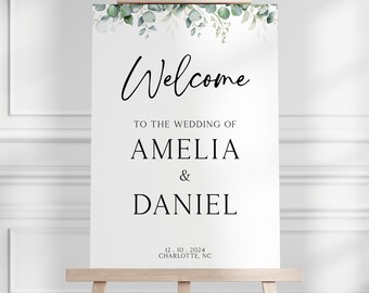 Editable Wedding Welcome Sign Template, Eucalyptus Welcome Board ...