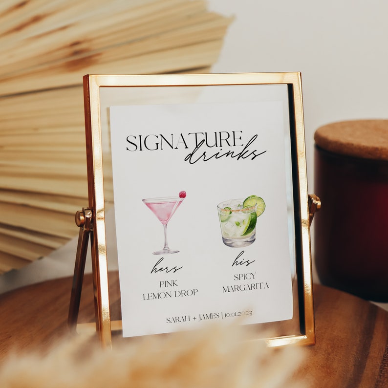 Printable Signature Cocktails Sign, Editable Signature Cocktails ...