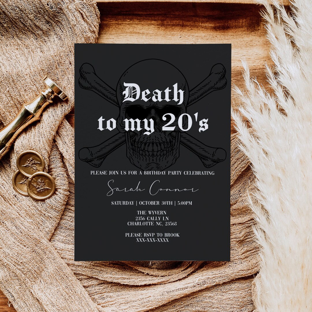 RIP to Twenties Birthday Invitation Template, RIP to My 20's, Skull ...