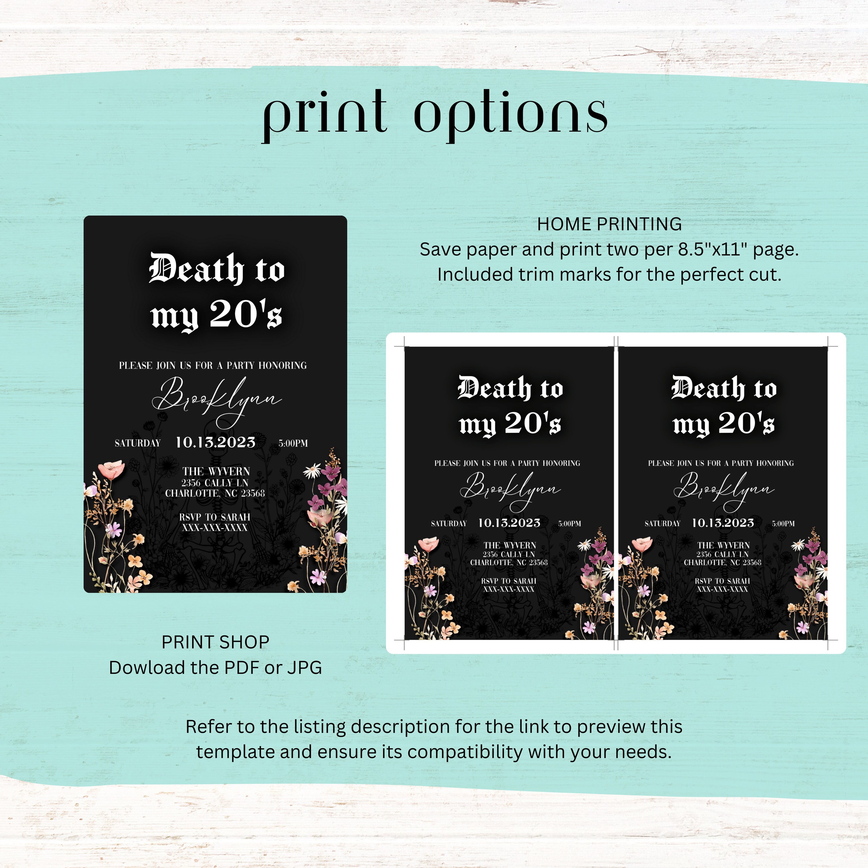 Death to My 20s Invite, Gothic 30th Birthday Invitation, Editable ...