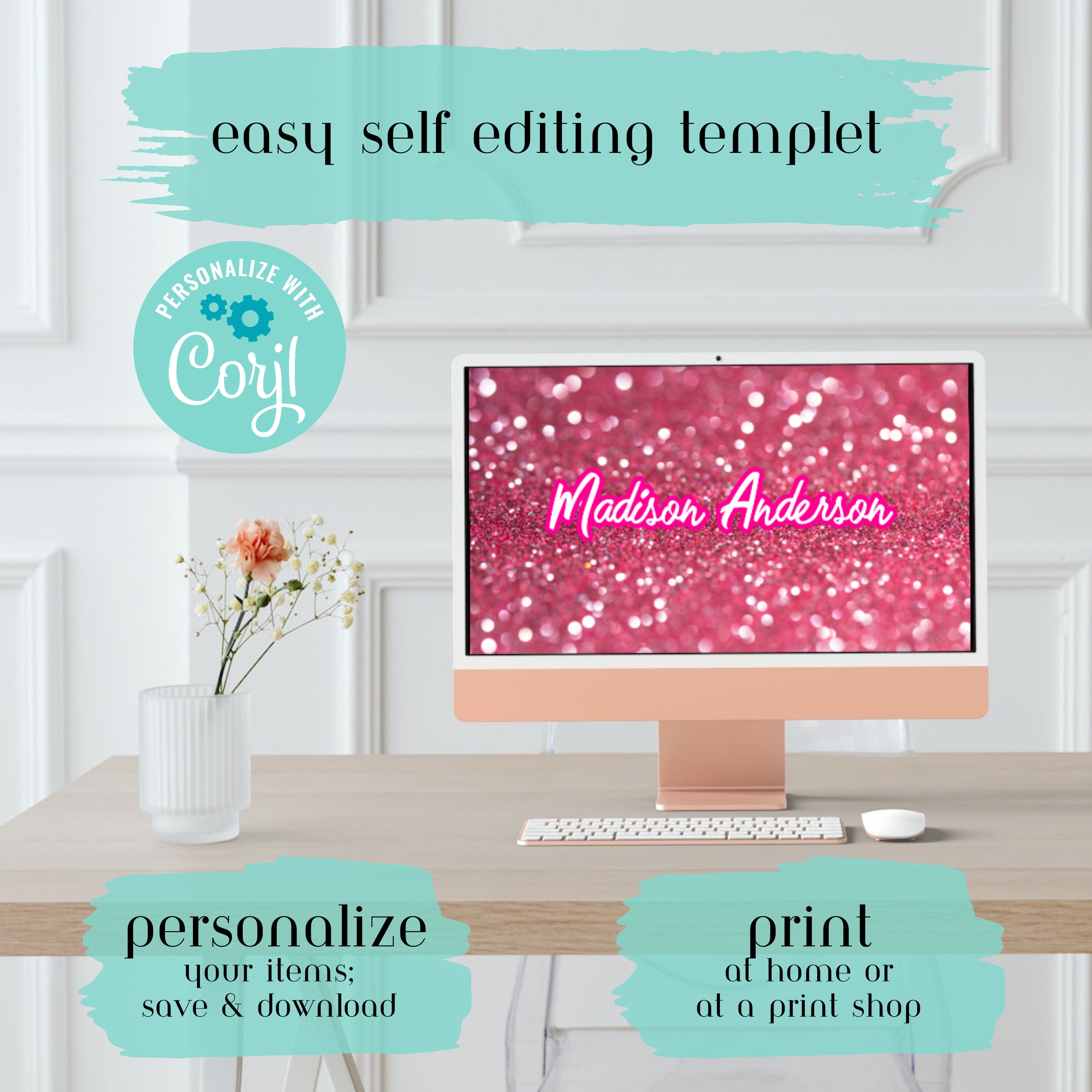 Editable Sparkle Pink Food Label, Pink Birthday Place Card, Pink Doll ...