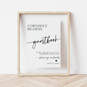 Cornhole Guest Book Sign, Minimalist Cornhole Board Sign, Cornhole ...