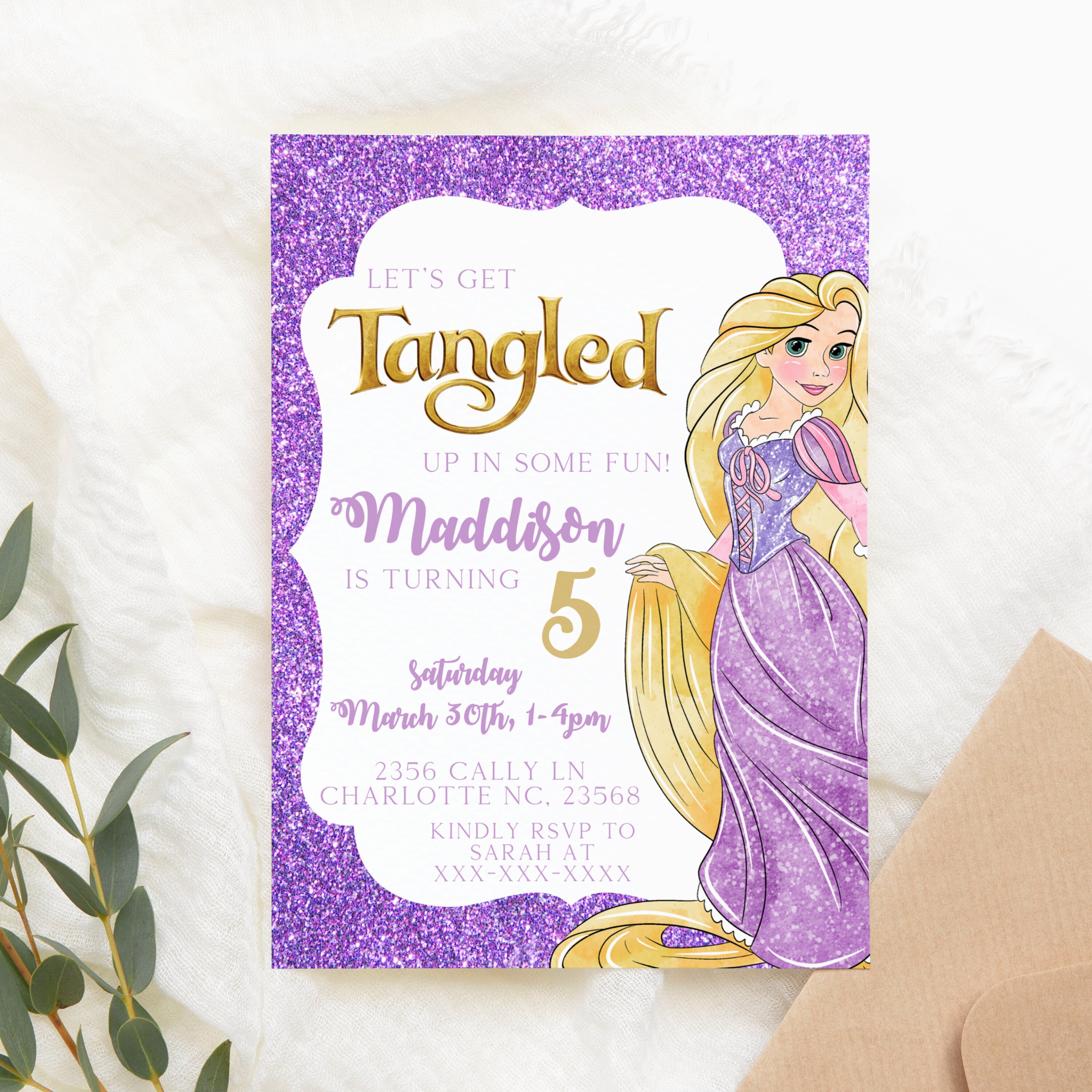 EDITABLE Rapunzel Birthday Invitation Princess Birthday Invitation ...