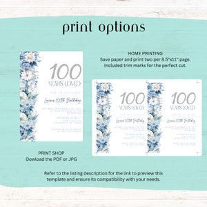 100th Birthday Invitation, Printable 100th Birthday Party Invitation ...