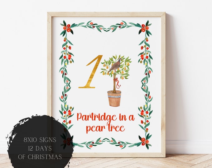 Large Set of Twelve Days of Christmas Tags, Gift Tags, Christmas Tags ...