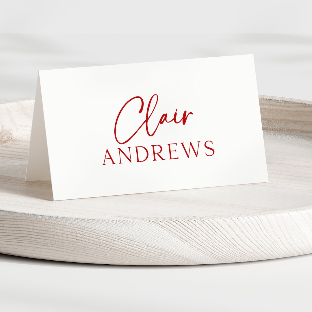 Christmas Name Card Template Bohemian Wedding Place Card - Etsy