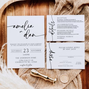 Script Wedding Invitation, Calligraphy Wedding Invitation, Printable ...