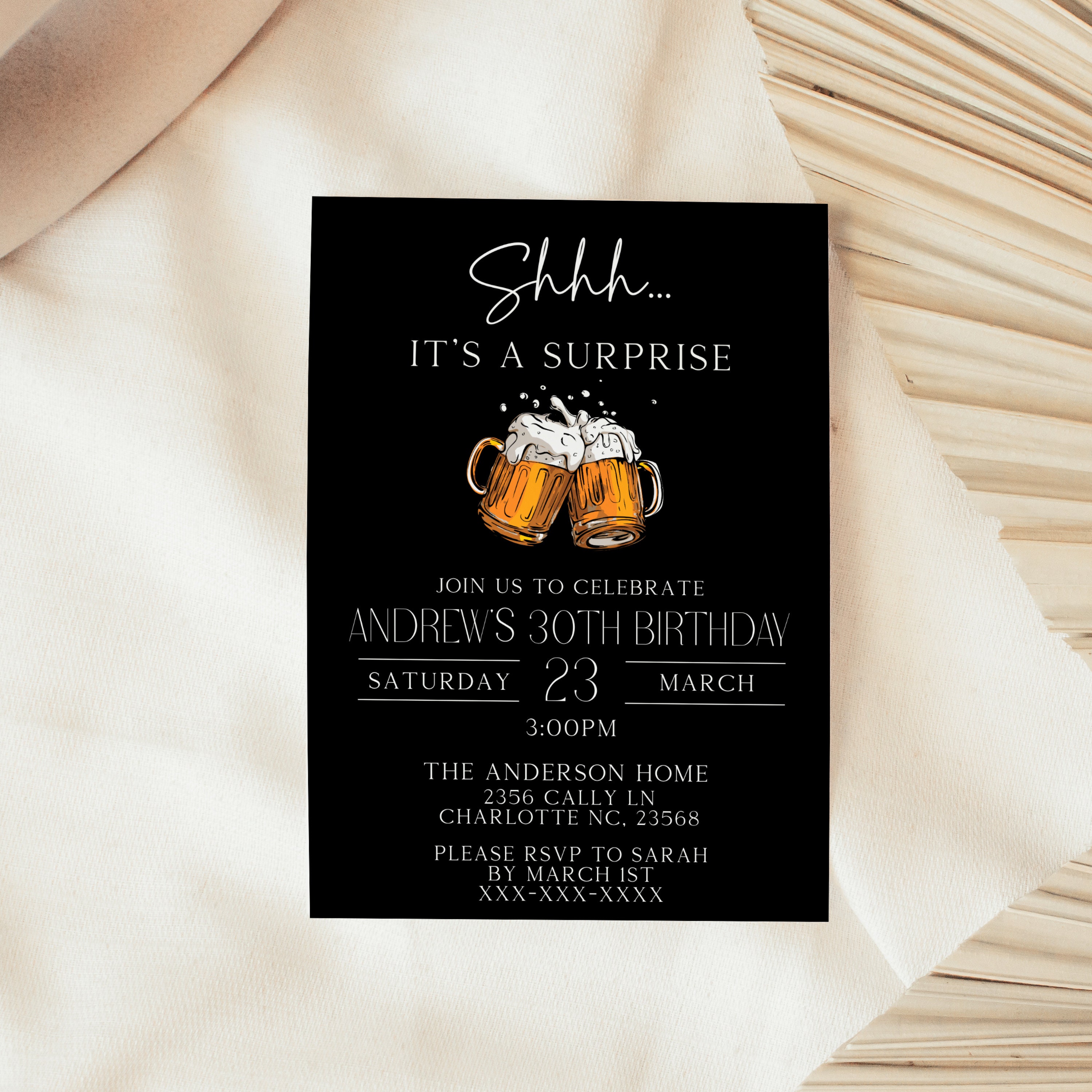 Beer Surprise Birthday Party Invitation 30th 40th 50th Adult - Etsy