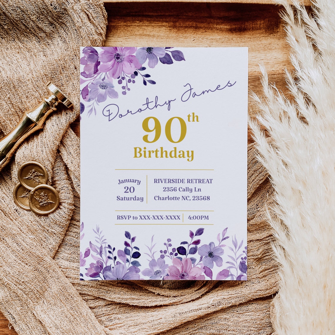 90th Birthday Invitation 90th Birthday Invite Invitation - Etsy