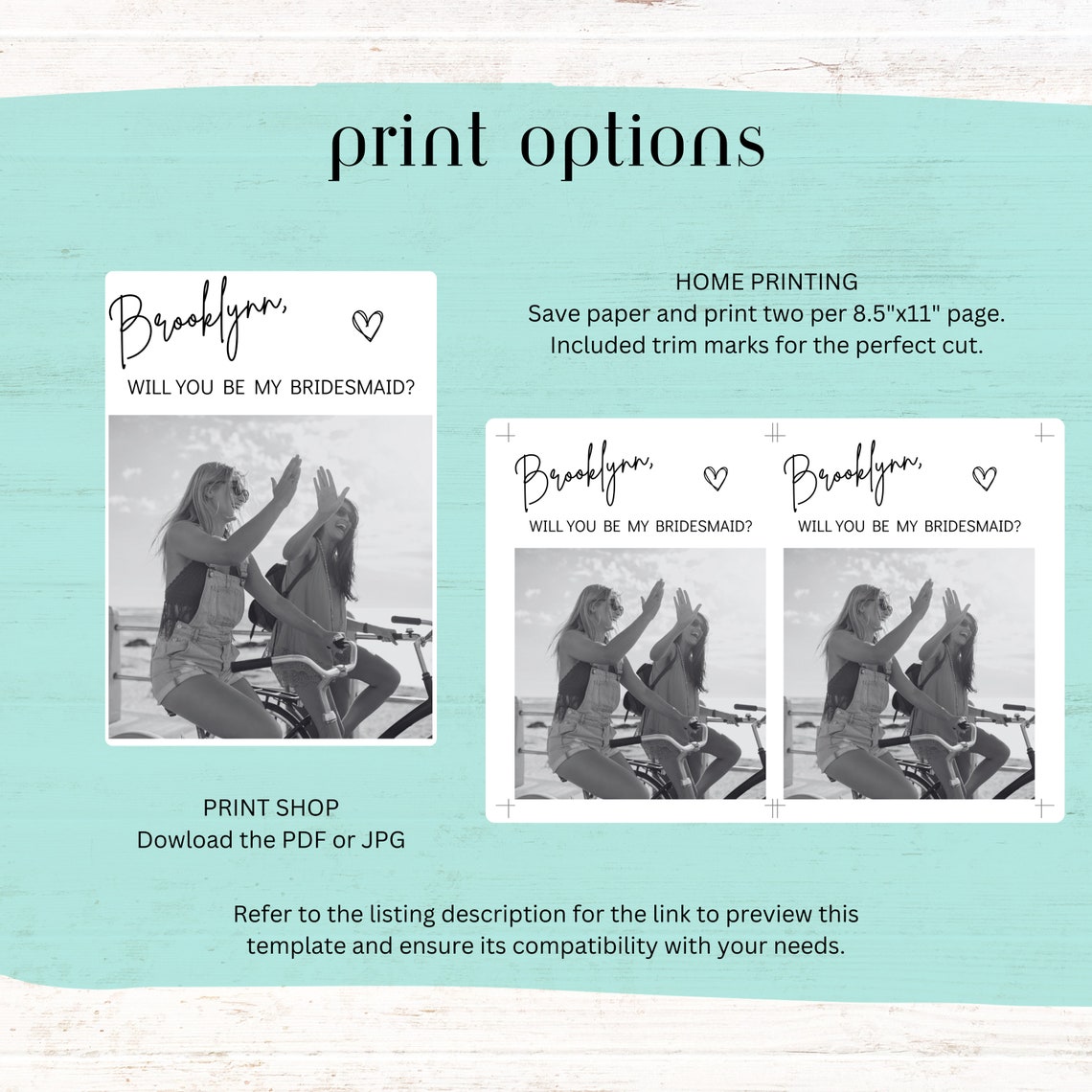 Photo Bridesmaid Proposal Card Printable Bridesmaid Proposal - Etsy