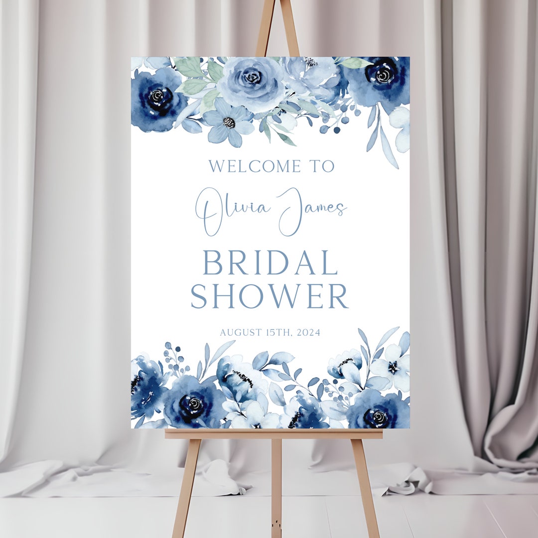 Something Blue Before I Do Bridal Shower Welcome Sign, Dusty Blue ...