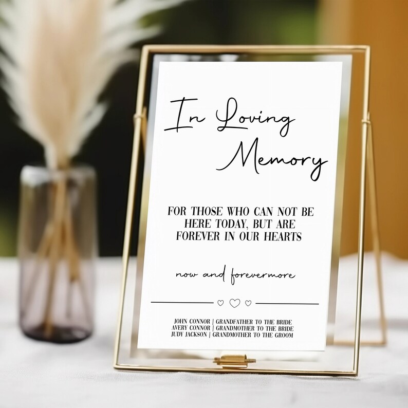 Minimalist in Loving Memory Sign Template Printable Memorial - Etsy