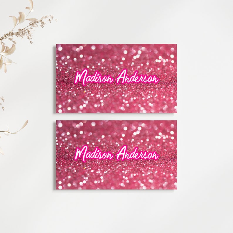 Editable Sparkle Pink Food Label, Pink Birthday Place Card, Pink Doll ...