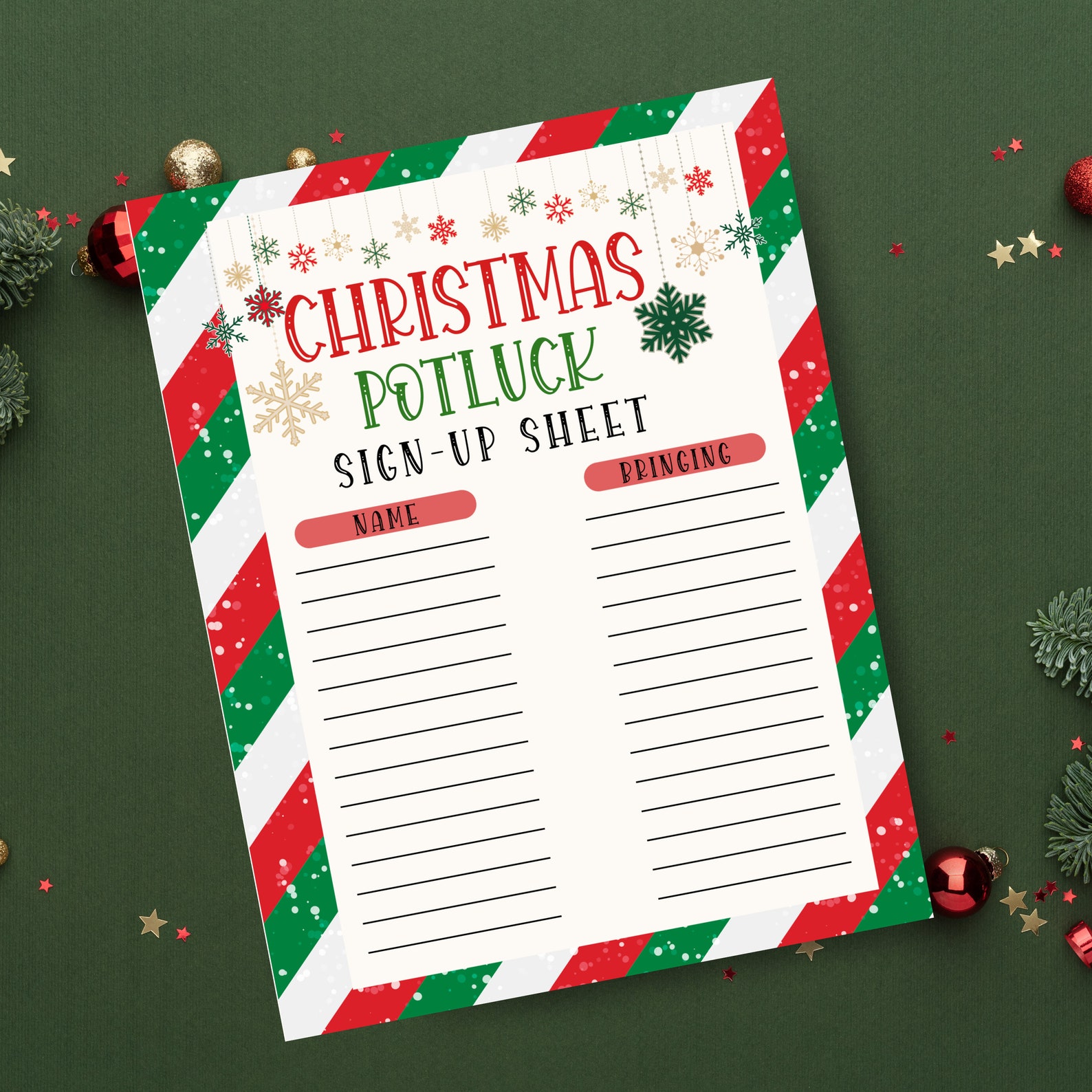 Christmas Potluck Sign up Sheet, Potluck Sign up Sheet, Potluck Sign up ...