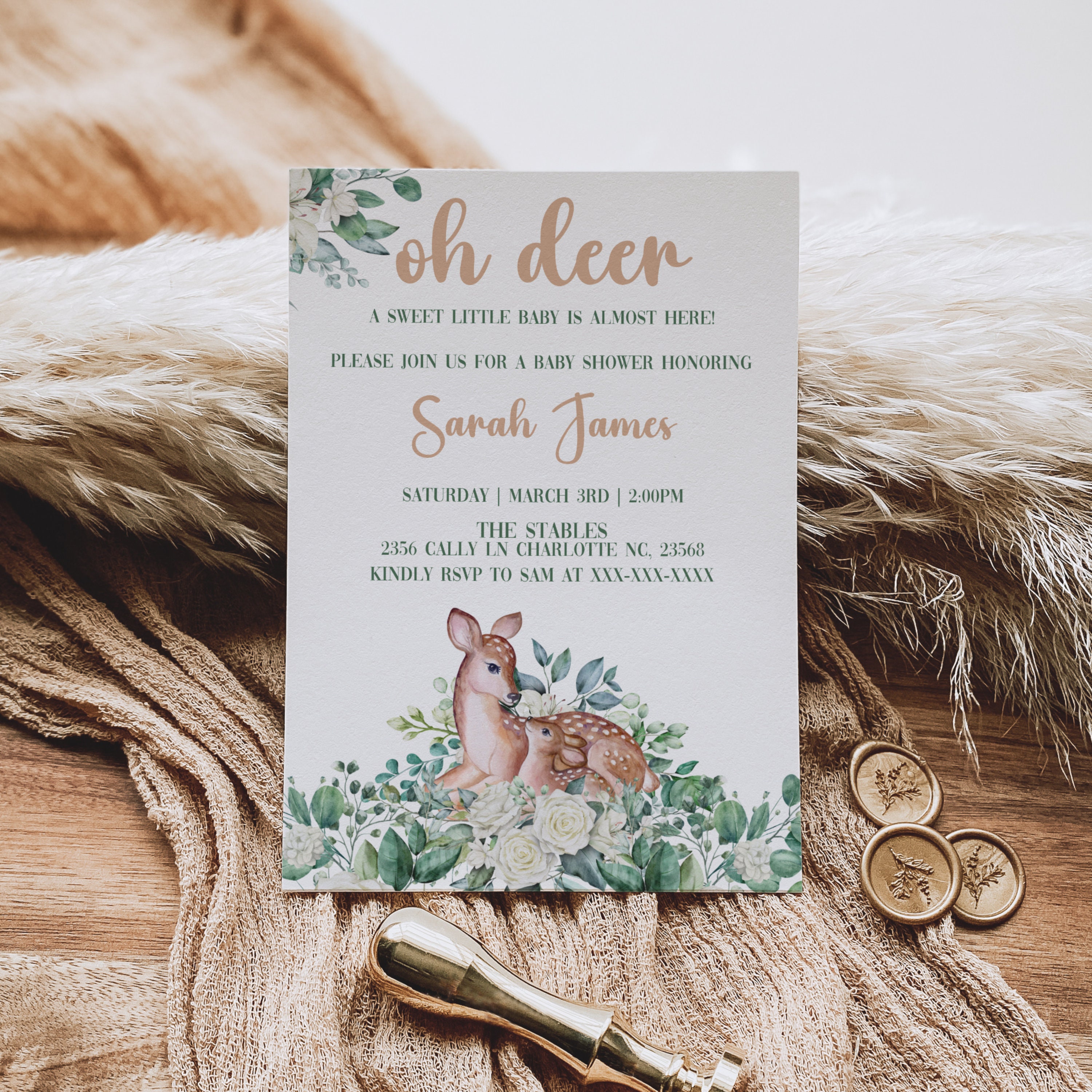 Editable Deer Baby Shower Invitation Template Oh Deer Baby - Etsy