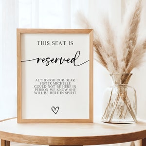 Reserved Seating Sign, Wedding Memorial Sign, Wedding Memory Reserved ...