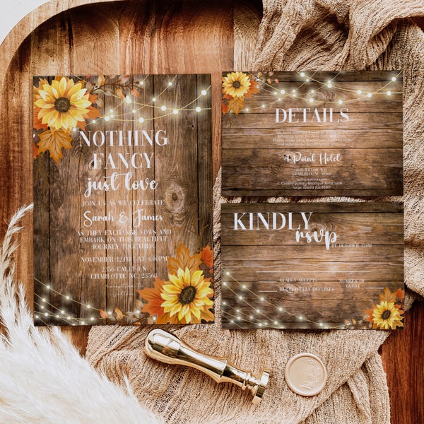 Rustic Sunflower Wedding Invitation - Etsy