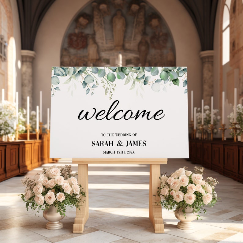 Editable Wedding Welcome Sign Template Eucalyptus Welcome - Etsy