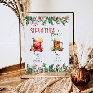 Christmas Signature Drinks Sign Template, Signature Cocktail Sign ...