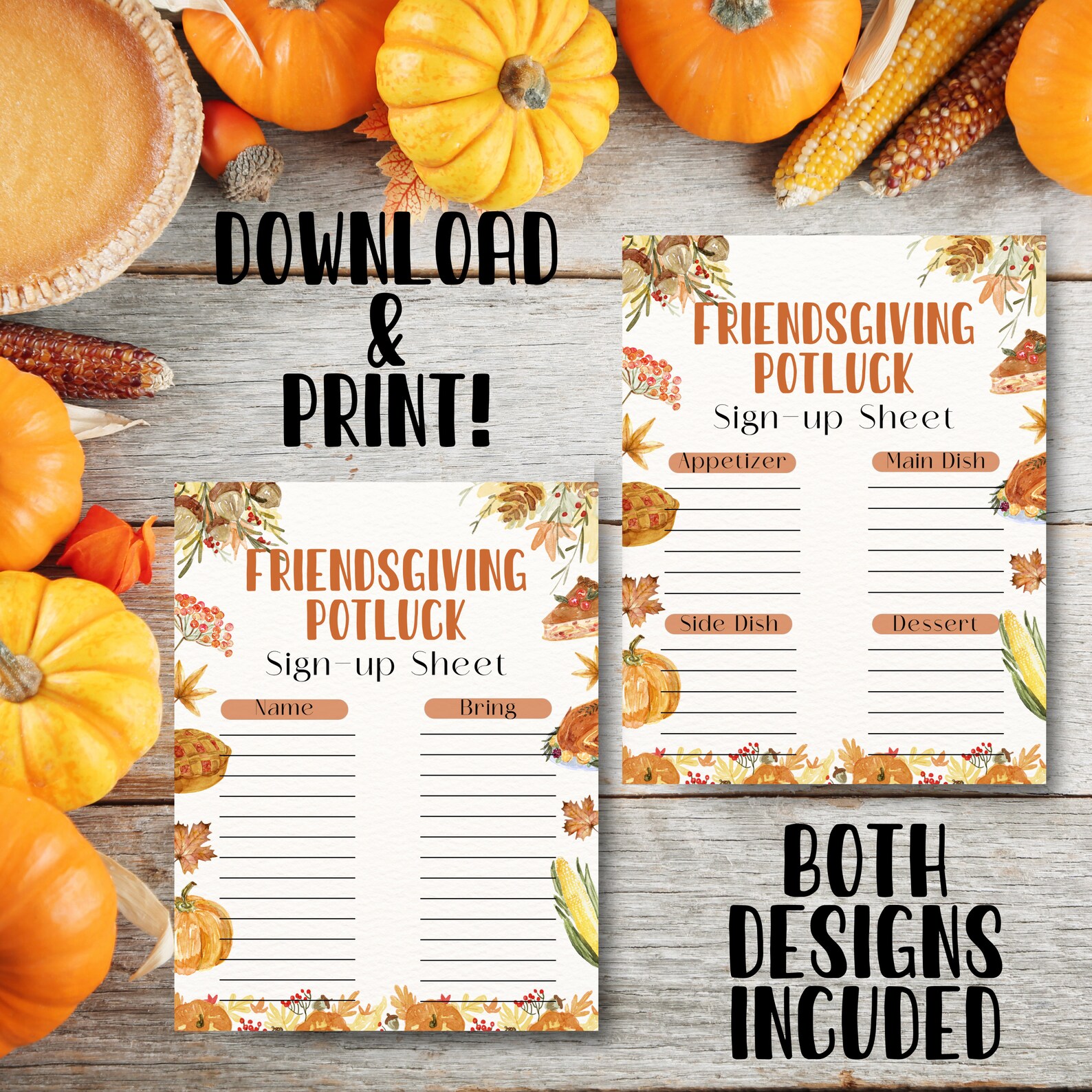 Friendsgiving Potluck Sign up Sheet, Friendsgiving Menu, Potluck Sign ...