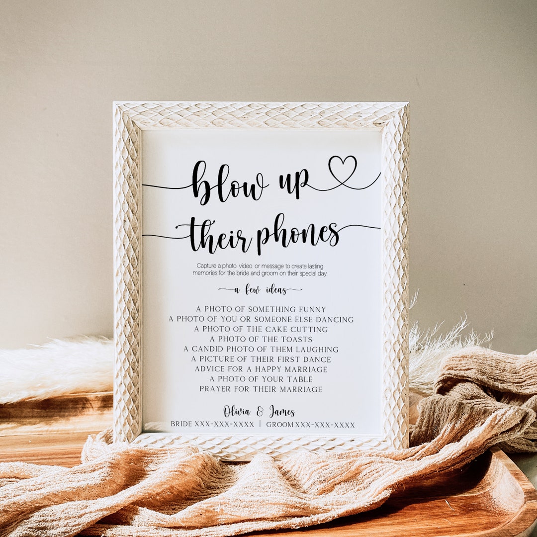 Blow up Their Phones Sign, Minimalist Wedding Sign, Wedding Phone Hunt ...