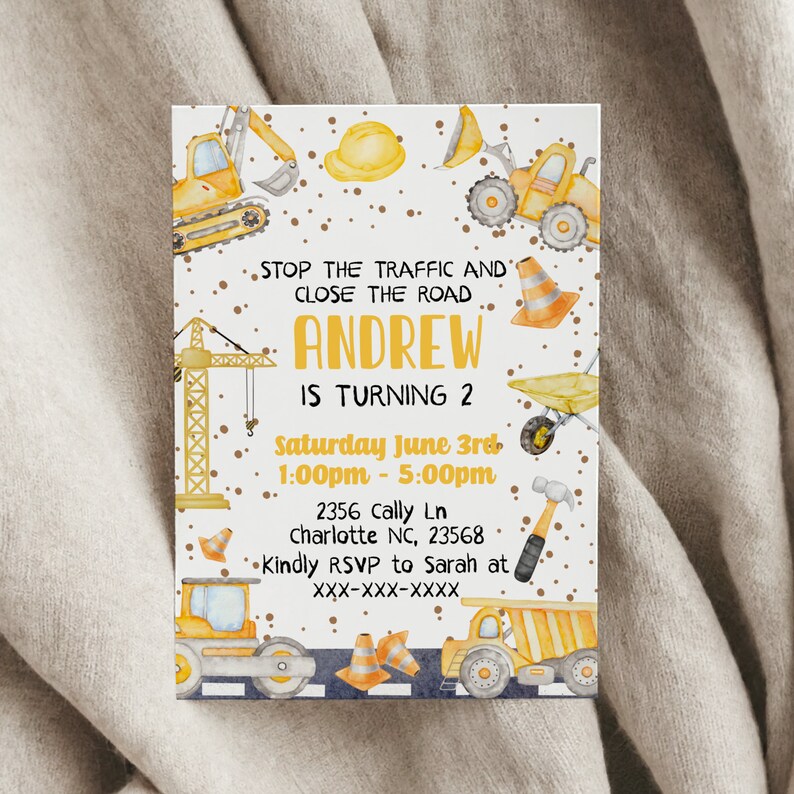 Construction Invitation, Construction Birthday Invitations, Dump Truck ...