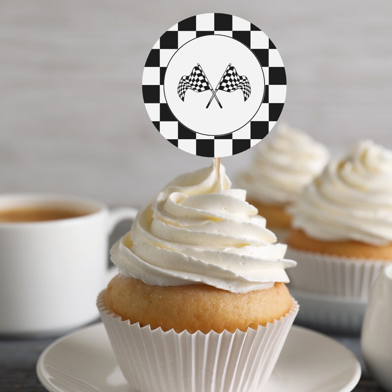 Racing Baby Shower Cupcake Toppers, Race Car Printable Circles ...
