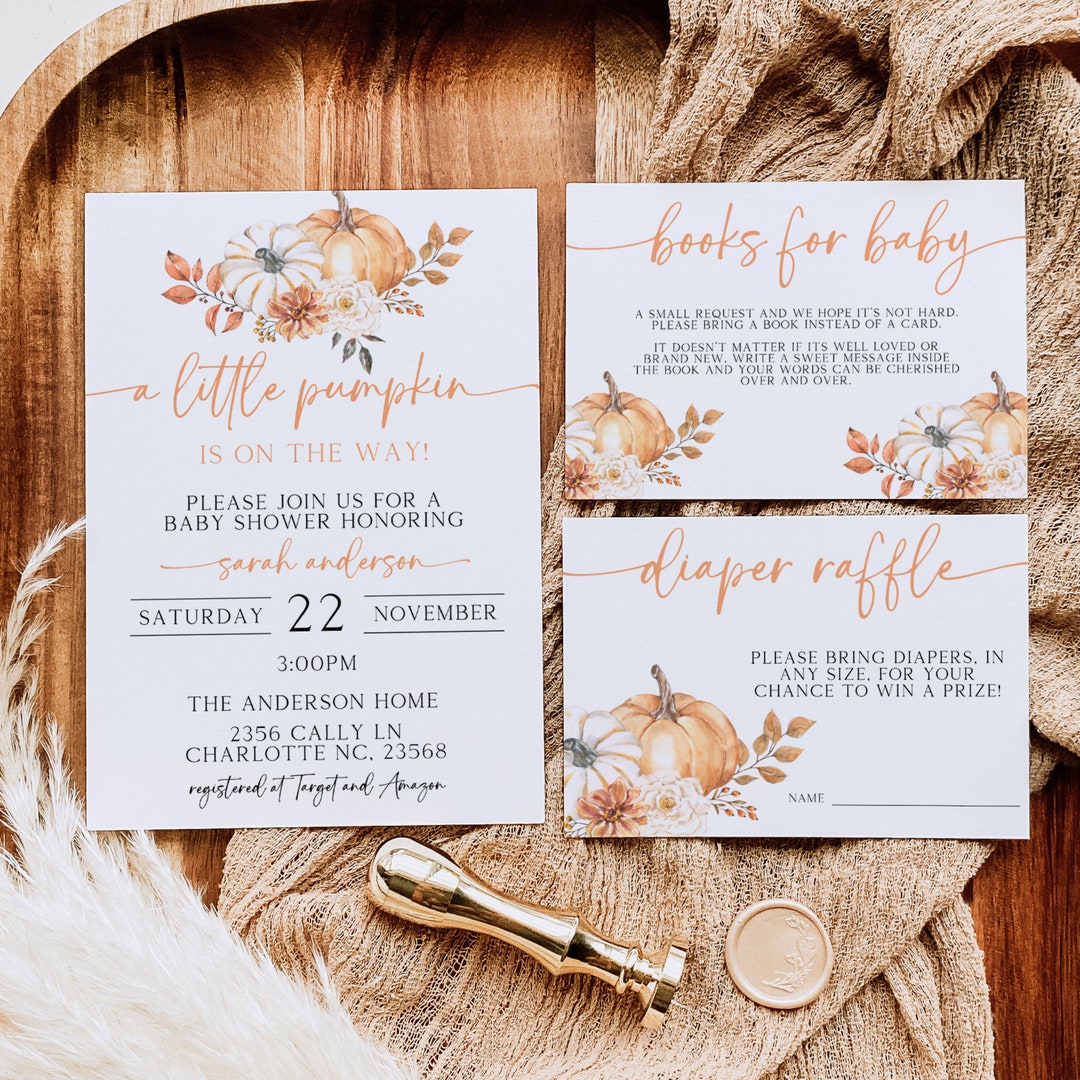Fall Baby Shower Invitation Template, Printable Pumpkin Baby Shower ...