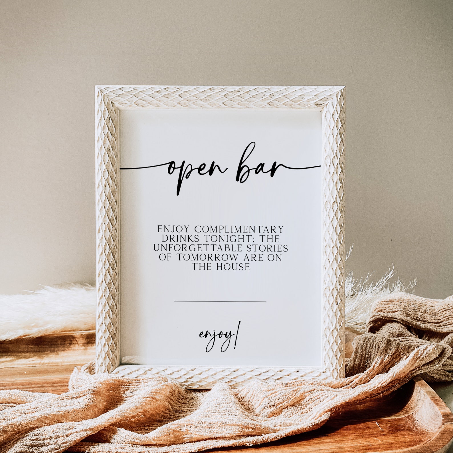 Minimalist Open Bar Sign, Funny Open Bar Sign Instant Download Template ...