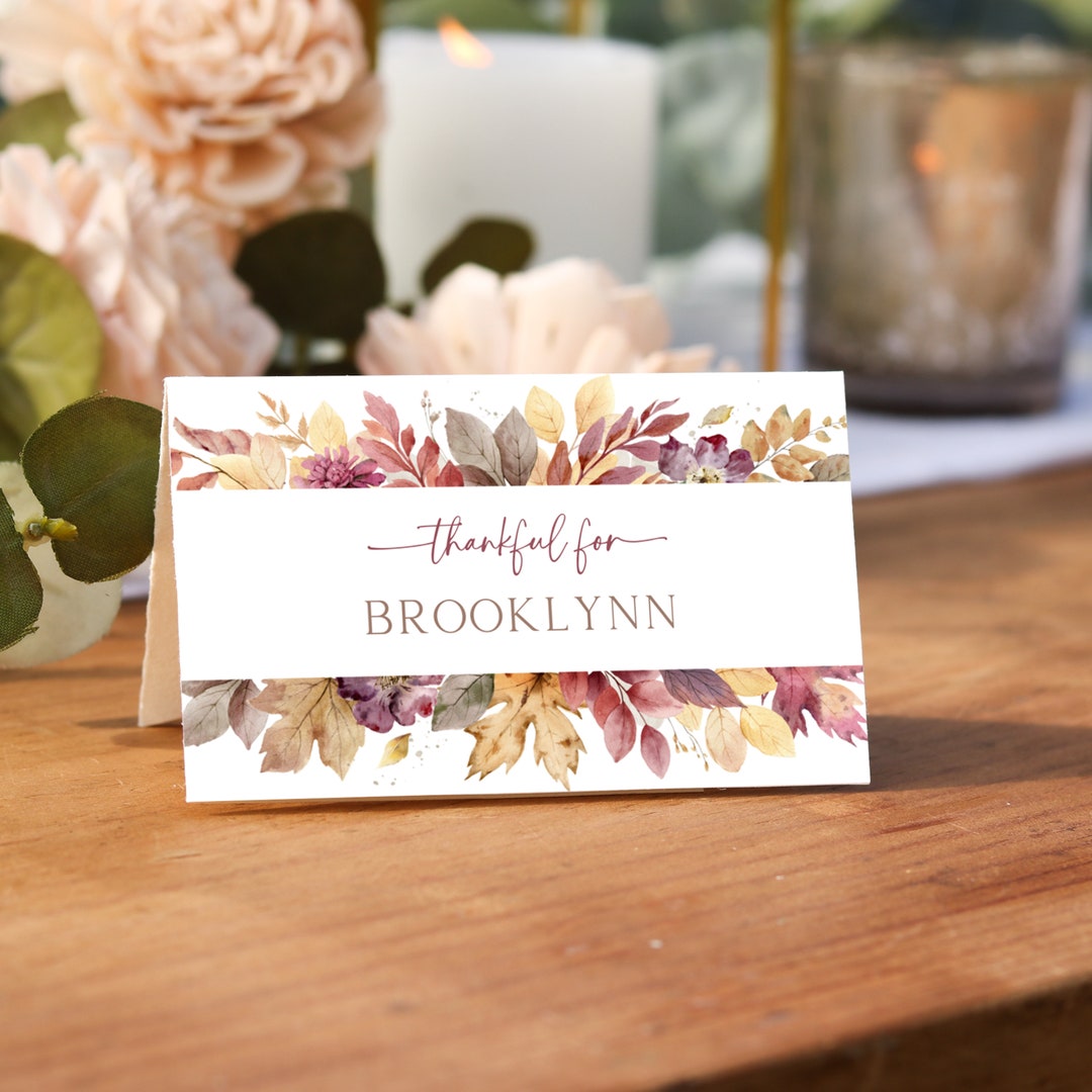 Thanksgiving Name Cards, Friendsgiving Name Place Cards, Thankful for ...