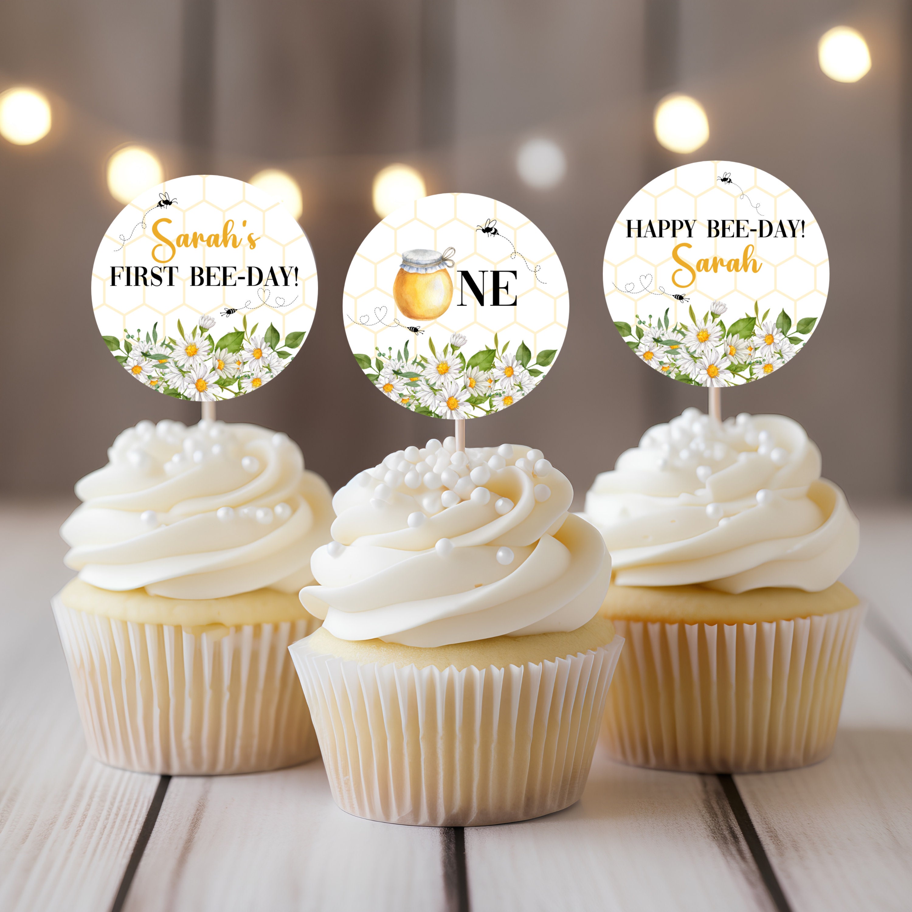 Bee Cupcake Toppers Printable Cupcake Topper 1st Bee Day - Etsy