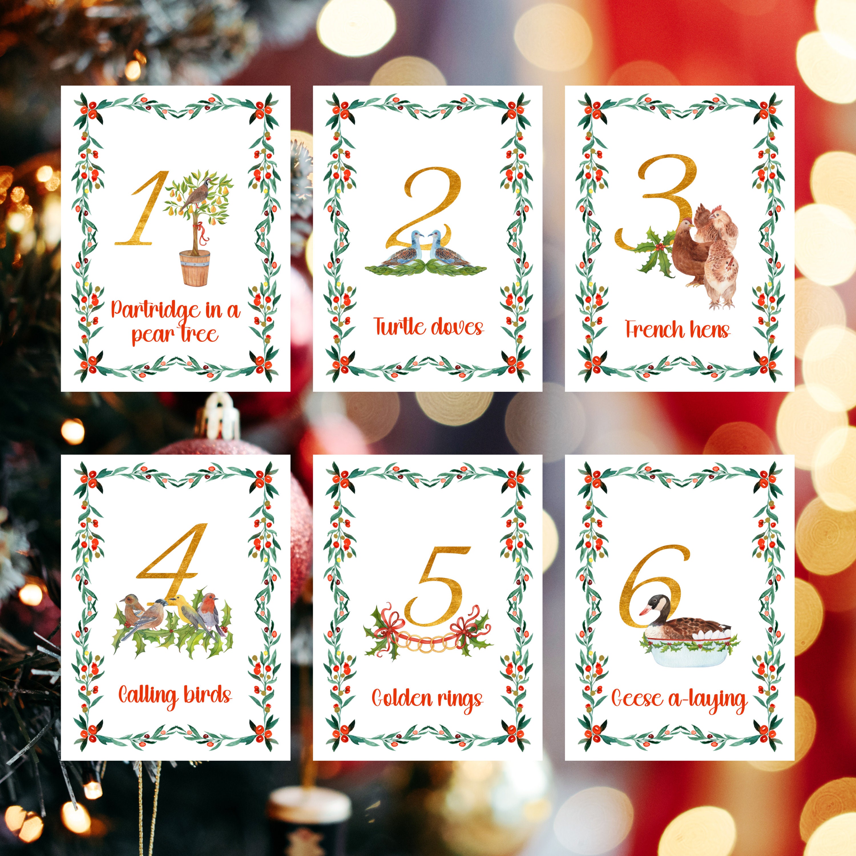 12 Days of Christmas Cards, Twelve Days of Christmas Tags, 12 Days of ...