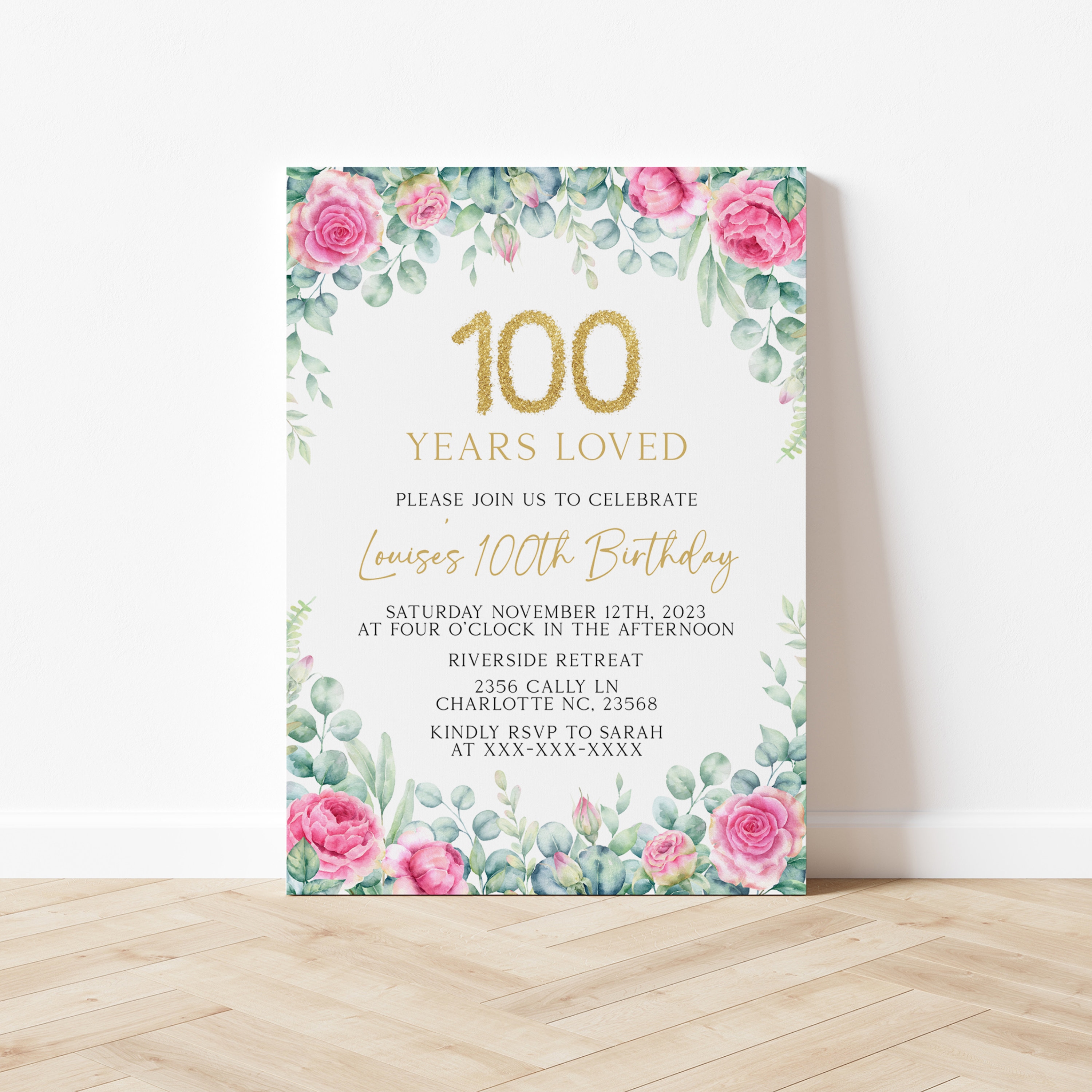100th Birthday Invitation Printable 100th Birthday Party - Etsy