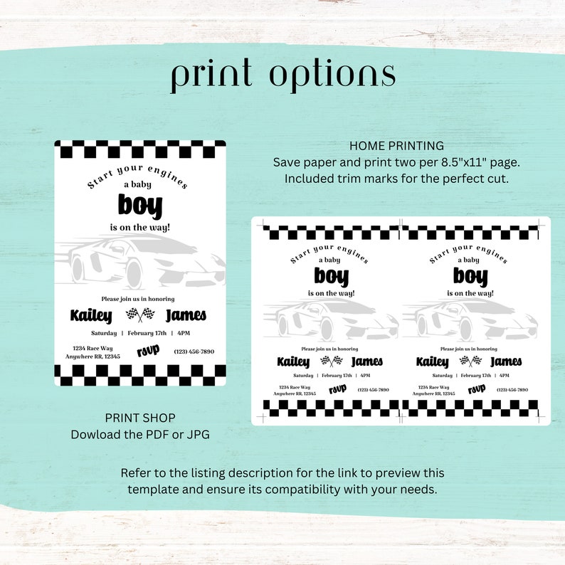 Racing Baby Shower Invitation, Race Day Invitation, Printable Baby ...