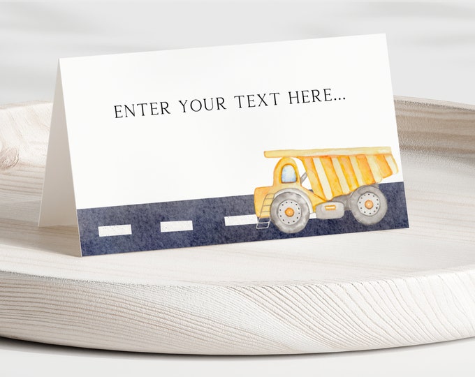 Construction Place Cards, Printable Construction Tent Cards ...
