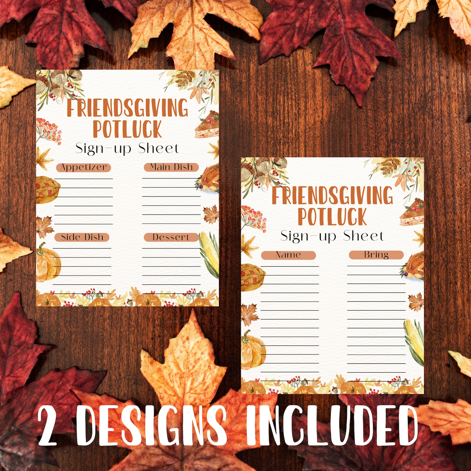 Friendsgiving Potluck Sign up Sheet, Friendsgiving Menu, Potluck Sign ...