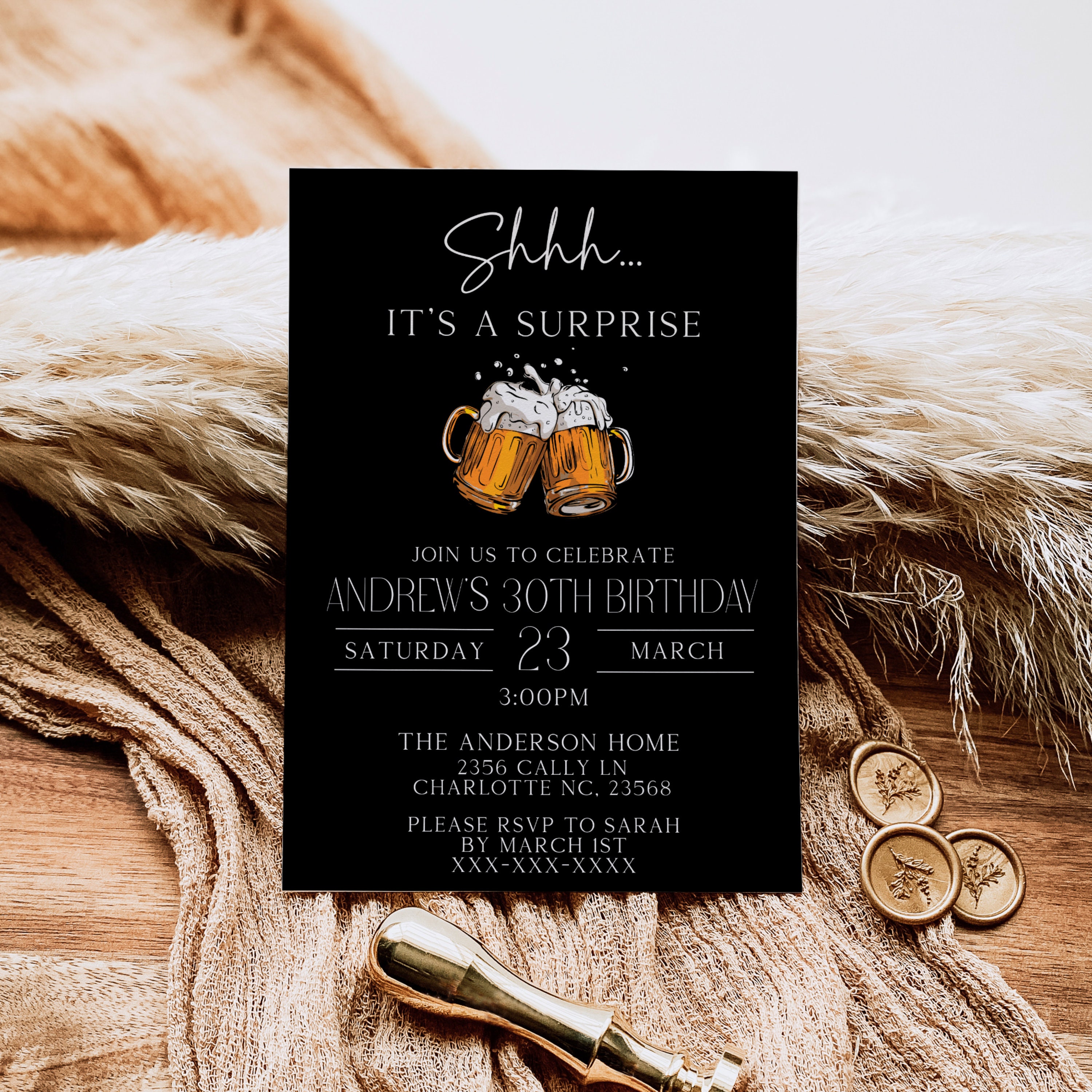 Beer Surprise Birthday Party Invitation 30th 40th 50th Adult - Etsy