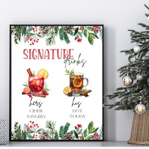Christmas Signature Drinks Sign Template, Signature Cocktail Sign ...
