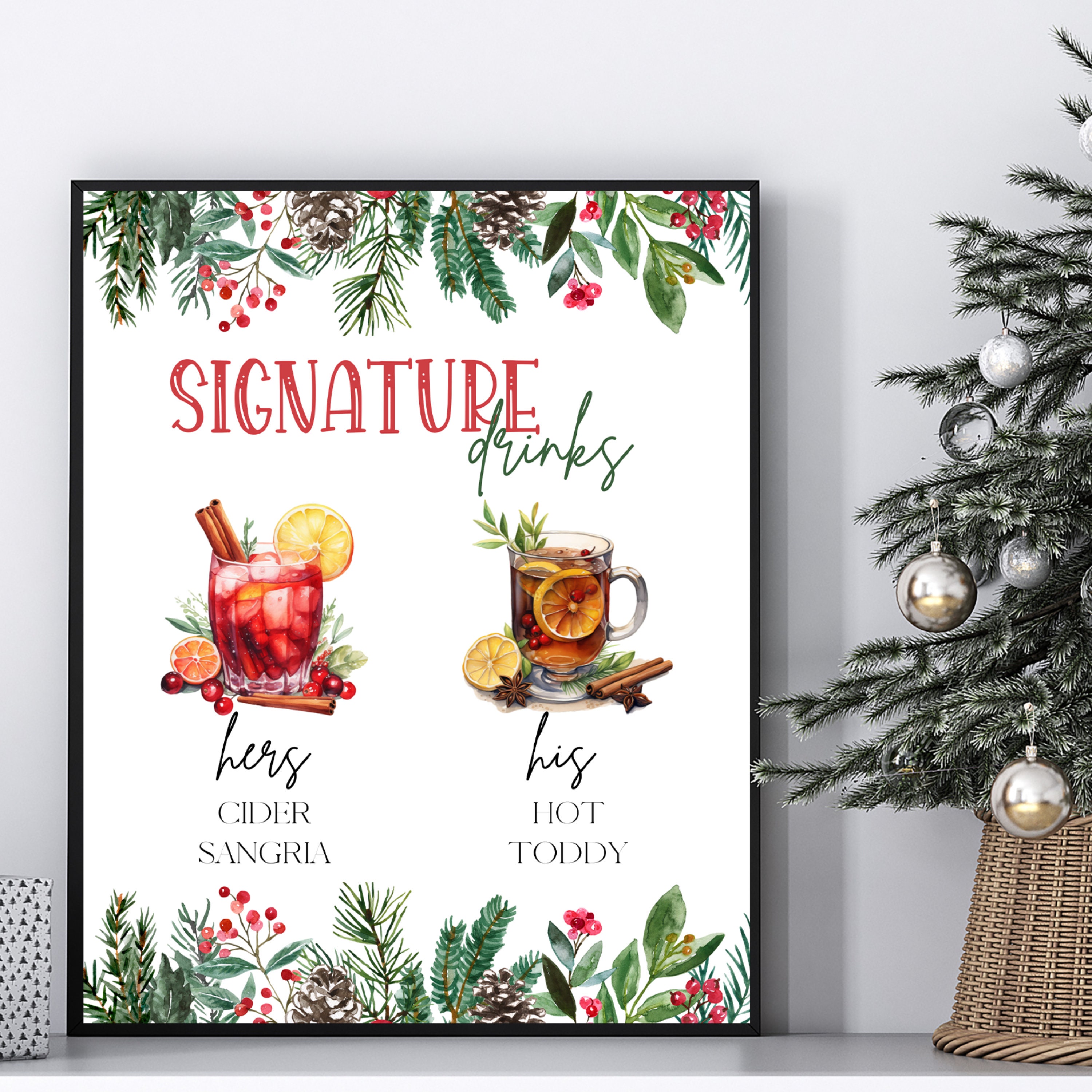 Christmas Signature Drinks Sign Template, Signature Cocktail Sign ...